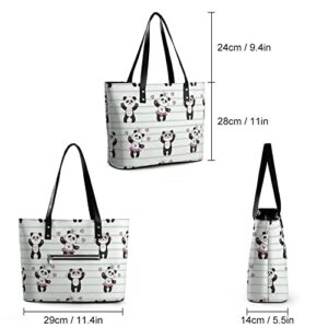 Womens Handbag Panda Patterns Leather Tote Bag Top Handle Satchel Bags For Lady