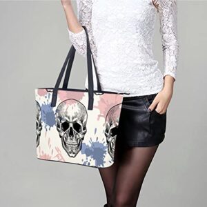 Womens Handbag Skulls Patterns Leather Tote Bag Top Handle Satchel Bags For Lady