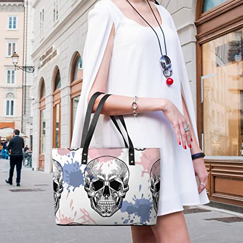 Womens Handbag Skulls Patterns Leather Tote Bag Top Handle Satchel Bags For Lady