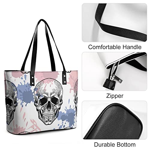 Womens Handbag Skulls Patterns Leather Tote Bag Top Handle Satchel Bags For Lady