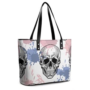 Womens Handbag Skulls Patterns Leather Tote Bag Top Handle Satchel Bags For Lady