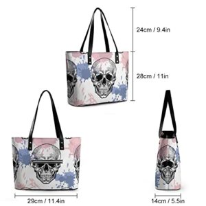 Womens Handbag Skulls Patterns Leather Tote Bag Top Handle Satchel Bags For Lady