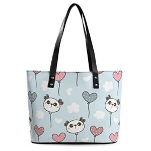 womens handbag panda patterns leather tote bag top handle satchel bags for lady