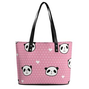 womens handbag panda patterns leather tote bag top handle satchel bags for lady