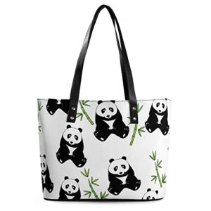 womens handbag panda patterns leather tote bag top handle satchel bags for lady