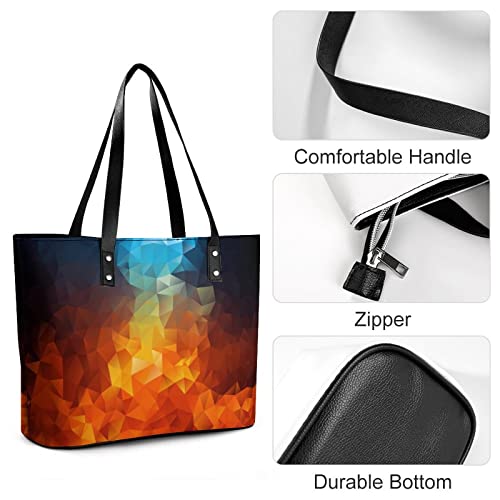 Womens Handbag Triangle Geometric Leather Tote Bag Top Handle Satchel Bags For Lady