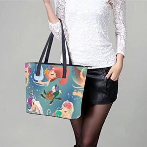 Womens Handbag Mermaids Leather Tote Bag Top Handle Satchel Bags For Lady