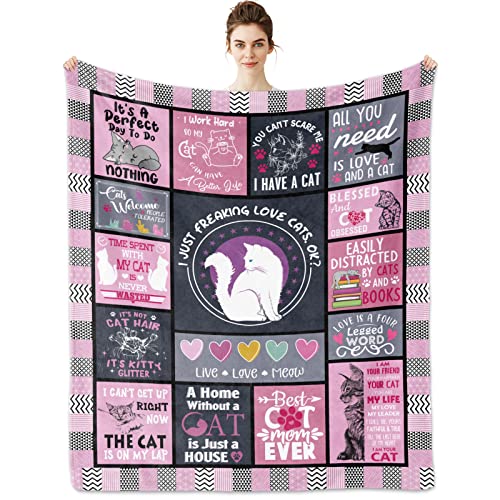 Cat Gifts for Cat Lovers, Cat Lover Gifts, Gifts for Cat Lovers Blanket 60" X 50" , Cat Lover Gifts for Women, Cat Lover Gifts for Girls, Cat Mom Gifts for Women, Birthday Gift Ideas for Cat Lovers