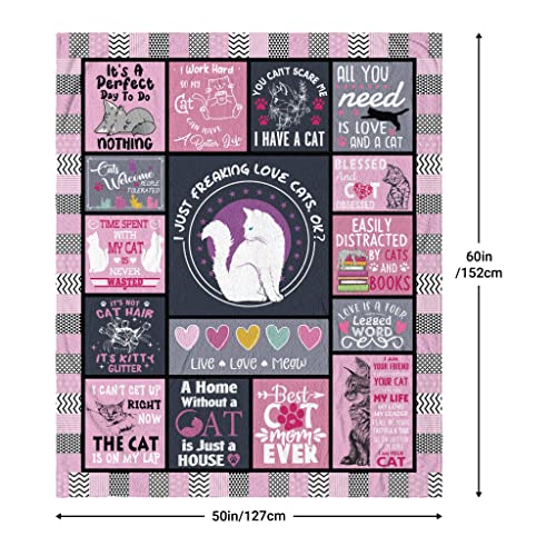 Cat Gifts for Cat Lovers, Cat Lover Gifts, Gifts for Cat Lovers Blanket 60" X 50" , Cat Lover Gifts for Women, Cat Lover Gifts for Girls, Cat Mom Gifts for Women, Birthday Gift Ideas for Cat Lovers