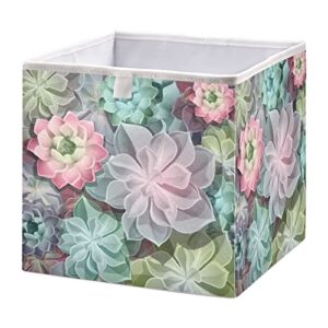 kigai storage basket colorful succulents foldable storage bin 11 x 11 x 11 inches cube storage baskets box for shelves closet laundry nursery bedroom home decor