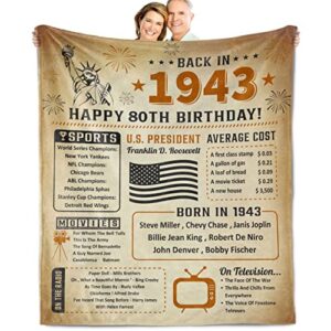 80th birthday gifts for women men happy 80th birthday decorations for women men best gifts for 80 year old woman 90th birthday gift ideas gifts for mom dad grandma grandpa throw blanket 60×50 inch