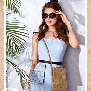 Sweetude 2 Pcs Straw Beach Bag for Women Summer Woven Straw Purse Cute Shoulder Straw Clutch Small Women's Crossbody Handbags for Women Girl Vacation