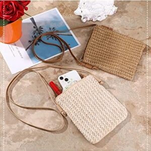 Sweetude 2 Pcs Straw Beach Bag for Women Summer Woven Straw Purse Cute Shoulder Straw Clutch Small Women's Crossbody Handbags for Women Girl Vacation