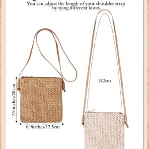 Sweetude 2 Pcs Straw Beach Bag for Women Summer Woven Straw Purse Cute Shoulder Straw Clutch Small Women's Crossbody Handbags for Women Girl Vacation