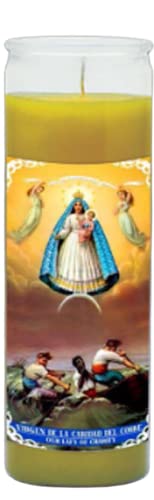 Our Lady of Charity Yellow Candle/Vela Amarilla Virgen de la Caridad del Cobre 8" Represents Hope and Salvation Religious Candle, Ritual Candle, (Pack of 1)…