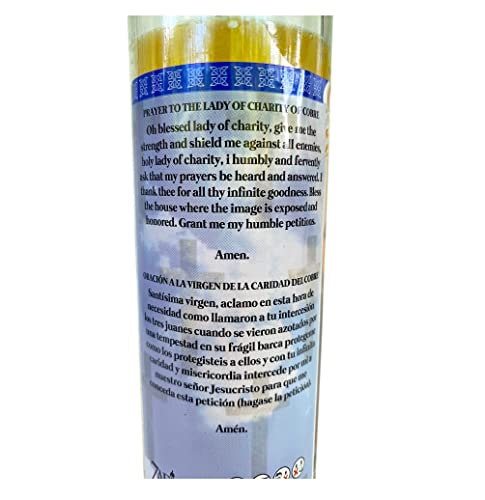 Our Lady of Charity Yellow Candle/Vela Amarilla Virgen de la Caridad del Cobre 8" Represents Hope and Salvation Religious Candle, Ritual Candle, (Pack of 1)…