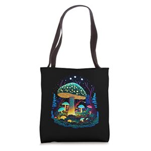 mushroom whisperer colorful fungi design tote bag