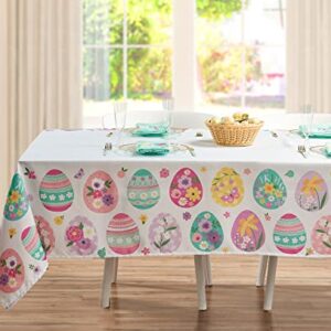 Kadut Easter Tablecloth Rectangle, Easter Eggs Fabric Table cloth, Elegant, Bold and Cheerful Easter Egg Design. Rectangular (60"x 126”) Indoor/Outdoor Use. For Spring, Easter, and Summer Tablecloth.