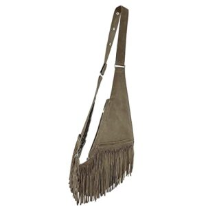 sash crossbody shiitake leather bag (classic plus fringe)