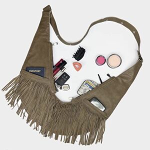 SASH Crossbody Shiitake Leather Bag (Classic Plus Fringe)