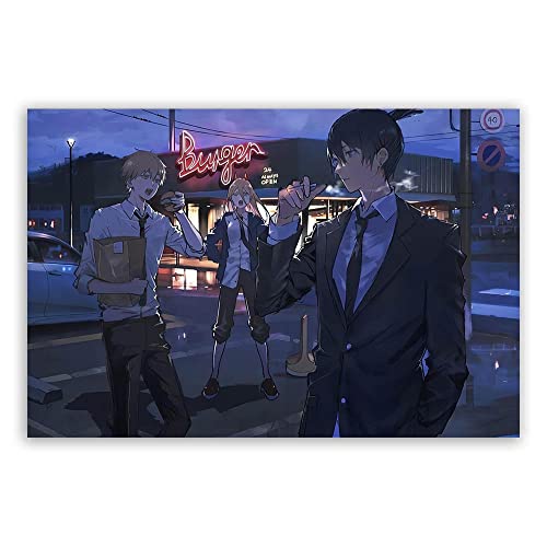 Chainsa Japanese Anime Chainsaw Man Poster Manga Covers Wall Art Print Canvas Painting Nordic Posters and Prints Wall Pictures for Living Room Deco (E,12x18inch Unframe)