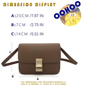 OOHOO Small Square Satchel Purse for Women Crossbody Clutch Retro Shoulder Bag Classic Fashion Handbags with Adjustable Strap