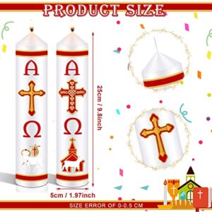 2 Pcs Easter Paschal Candle Cirios Religious Catolicos Candle Baptism Prayer Religious Candles Alpha Cross Week Candle Easter Decoration