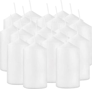 2×4 high white pillar candles, set of 20, unscented. bulk buy. ideal for wedding, emergency lanterns, spa, aromatherapy, party