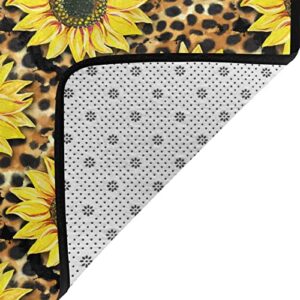 Leopard Area Rugs,Sunflowers Leopard Rug,Rugs Non Slip Bath Rug Carpet Soft Rugs Decor for Kitchen Bedroom Dining Home Room 36"X24"