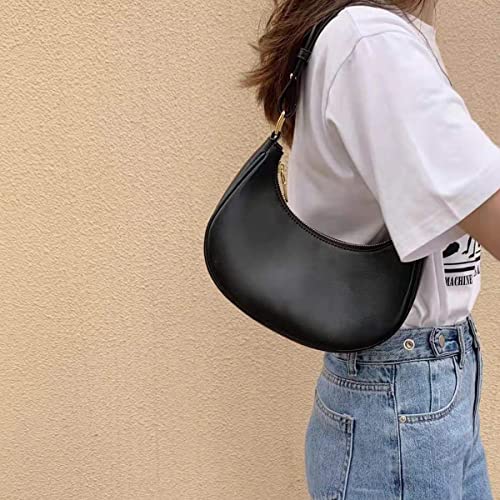 Fashion new handbag, Small Hobo Bags for Women Dumpling Shoulder Bag armpit bag moon handbag with Zipper Closure (G-Black)