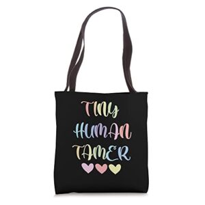 kids daycare worker – preschool kids funny tiny human tamer tote bag