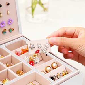 QBestry Stud Earring Organizer for Girls White Jewelry Box for Earrings Necklace Jewelry Organizer Studs,Girls Earring Box for Womens Necklace Holder Rings Organizer Jewelry Earring Storage Box,White