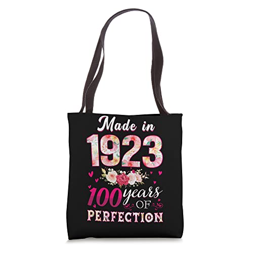 Made in 1923 100 Years Of Perfection Flowers Birthday Gifts Tote Bag