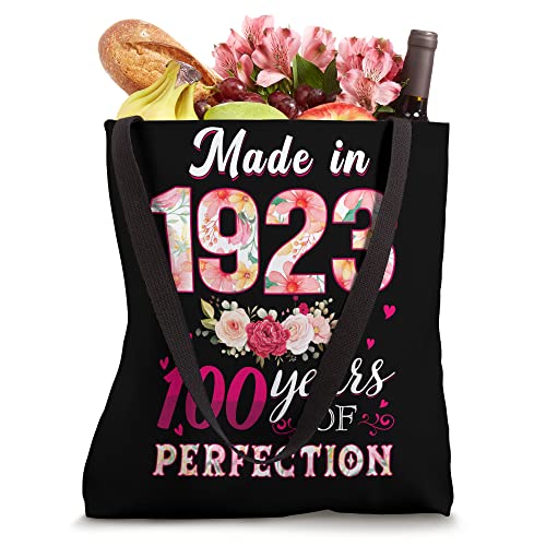 Made in 1923 100 Years Of Perfection Flowers Birthday Gifts Tote Bag