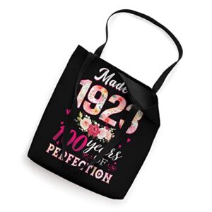 Made in 1923 100 Years Of Perfection Flowers Birthday Gifts Tote Bag