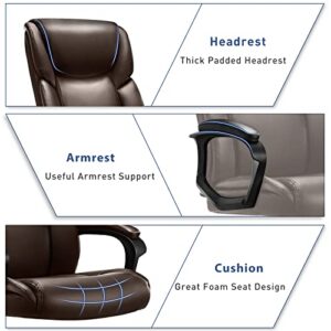 Office Chair, Desk Chair Executive Office Chair High Back Home Office Desk Chairs with Soft Armrest, Height Adjustable Ergonomic Computer Chair with Lumbar Support, Big and Tall Bonded Leather Chair