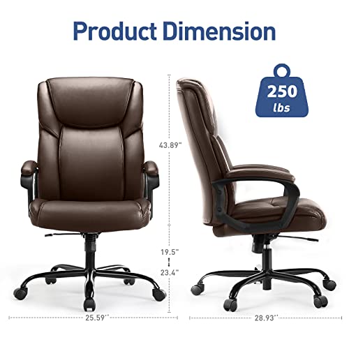 Office Chair, Desk Chair Executive Office Chair High Back Home Office Desk Chairs with Soft Armrest, Height Adjustable Ergonomic Computer Chair with Lumbar Support, Big and Tall Bonded Leather Chair