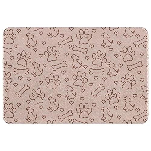 Brown Dog Paw Prints, Indoor Door Mat Durable Front Door Mats Entryway Rug Non-Slip Absorbent Area Rugs Resist Dirt Rugs for Room Decor, 24"x16"