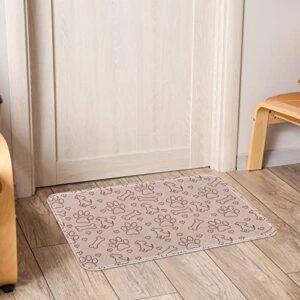 Brown Dog Paw Prints, Indoor Door Mat Durable Front Door Mats Entryway Rug Non-Slip Absorbent Area Rugs Resist Dirt Rugs for Room Decor, 24"x16"