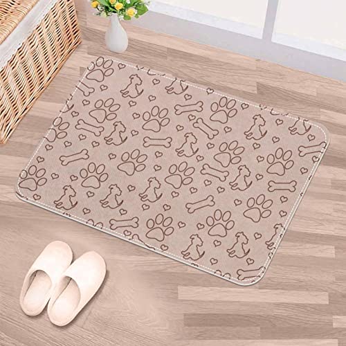 Brown Dog Paw Prints, Indoor Door Mat Durable Front Door Mats Entryway Rug Non-Slip Absorbent Area Rugs Resist Dirt Rugs for Room Decor, 24"x16"