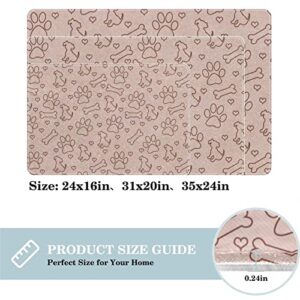 Brown Dog Paw Prints, Indoor Door Mat Durable Front Door Mats Entryway Rug Non-Slip Absorbent Area Rugs Resist Dirt Rugs for Room Decor, 24"x16"