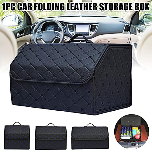 Car Storage Bag Pu Leather Trunk Organizer Box Bags Folding Car Trunk Stowing Portable Boxes (48cm)