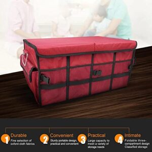 Car Trunk Organizer Soft Felt Storage Box Large Anti Slip Compartment Boot Storage Organizer Tool Bag Car Storage Bag (Rosso)