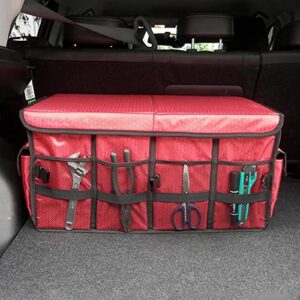 Car Trunk Organizer Soft Felt Storage Box Large Anti Slip Compartment Boot Storage Organizer Tool Bag Car Storage Bag (Rosso)