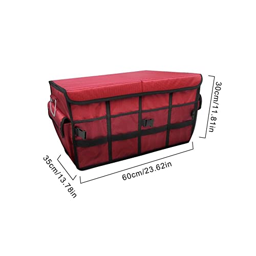 Car Trunk Organizer Soft Felt Storage Box Large Anti Slip Compartment Boot Storage Organizer Tool Bag Car Storage Bag (Rosso)