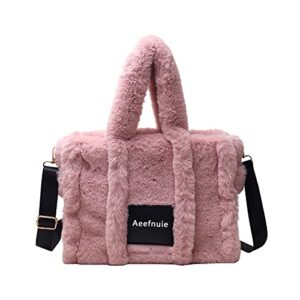 women handbags, winter fashion plush soft fluffy tote top handle messenger tote shoulder bag