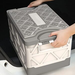 Car Trunk Storage Box Pp Material Vehicle-Mounte Household Use Firm Foldable Storage Trunk Oganizer 30L Volume Auto Accessories (White)