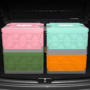 Car Trunk Storage Box Pp Material Vehicle-Mounte Household Use Firm Foldable Storage Trunk Oganizer 30L Volume Auto Accessories (White)