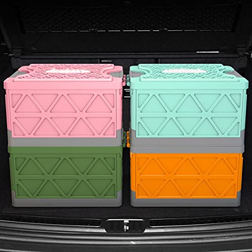 Car Trunk Storage Box Pp Material Vehicle-Mounte Household Use Firm Foldable Storage Trunk Oganizer 30L Volume Auto Accessories (White)