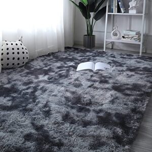 ROCYJULIN Small Area Rug 3x5 for Bedroom, Thickened Throw Rugs for Living Room, Ultra Soft Non-Slip Shag Fuzzy Carpets for Boys, Girls, Grey